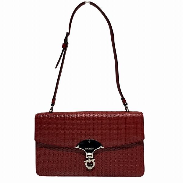 フェラガモ ガンチーニ AF-213288 編み込み バッグ ショルダーバッグ レディース【中古】