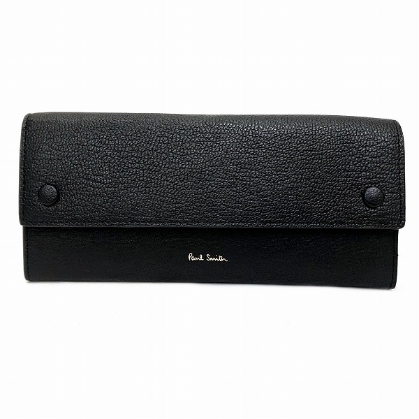 ポール・スミス ブラック レザー Wホック 長財布 ユニセックス 未使用品【中古】