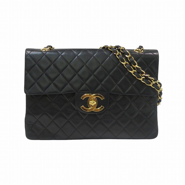 シャネル CHANEL デカマトラッセ34 ダブルチェーン ラムスキン バッグ ショルダーバッグ レディース【中古】