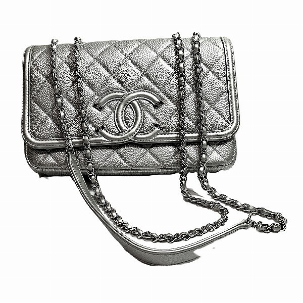 シャネル CHANEL マトラッセ チェーンショルダー メタリックシルバー バッグ ショルダーバッグ レディース【中古】