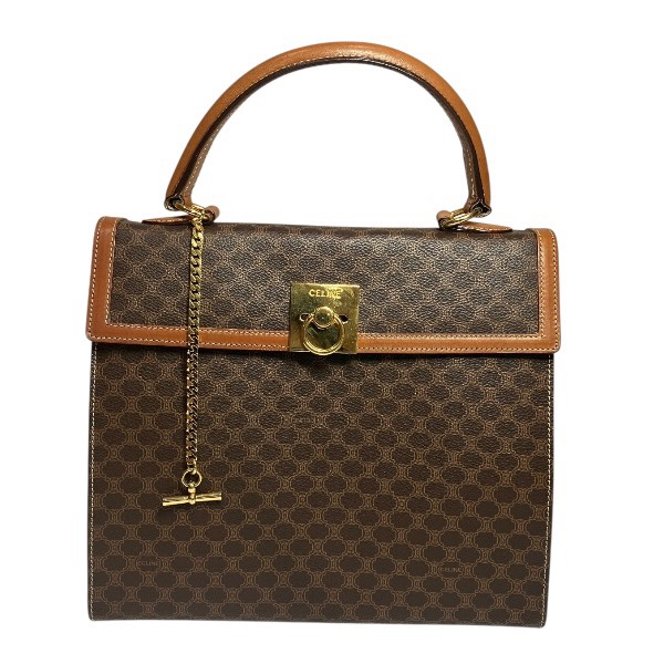 セリーヌ CELINE マカダム柄 マンテル チェーン ガンチーニ ハンドバッグ バッグ レディース【中古】