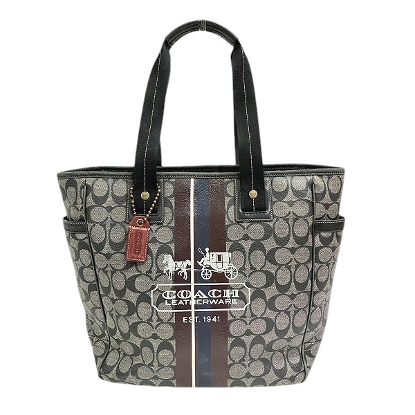 コーチ COACH ヘリテージストライプ ノースサウストート F70074 バッグ トートバッグ レディース【中古】