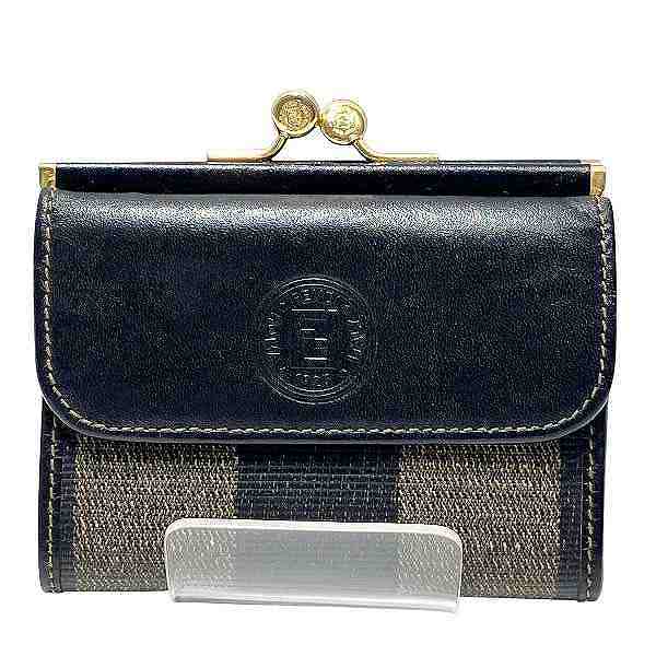 フェンディ FENDI 556-307930-069 がま口 ペカン柄 2つ折り財布 ユニセックス【中古】