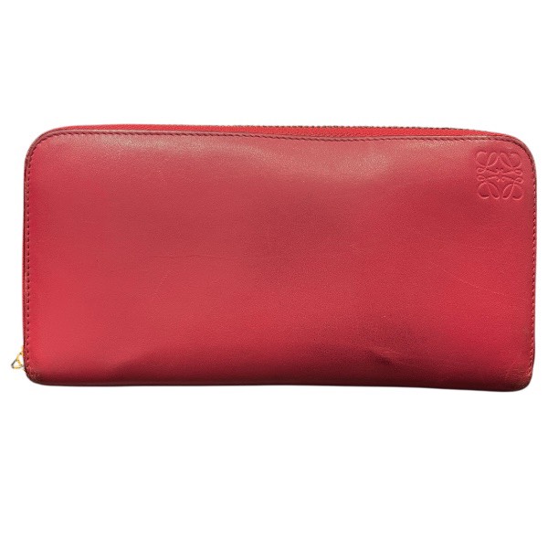 ロエベ LOEWE アナグラム ピンク ラウンドファスナー 長財布 レディース 小物【中古】
