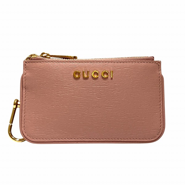 グッチ GUCCI スクリプト ケース 790102 ピンク キーフック付き ケース レディース 小物【中古】