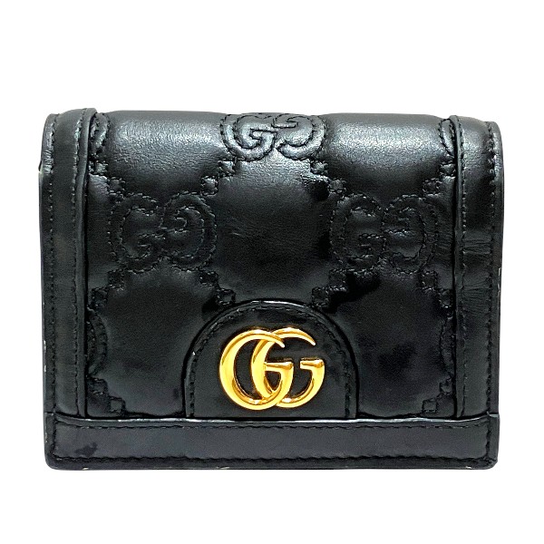 グッチ GUCCI GGマトラッセ 723786 ブラック 2つ折り財布 レディース【中古】