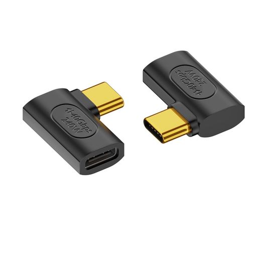 YFFSFDC USB4.0 TYPE C 変換アダプター L字 L型 タイプC TYPE-C 変換アダプタ オス メス 2個セット 左右 90度直角 サイドベント USB4.0延長アダプタ ...