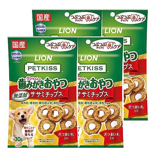 ライオン PETKISS ワンちゃんの歯みがきおやつ 無添加ササミチップス さつまいも入り 4個パック チキン 無添加さつまいも (まとめ買い)の通販はau PAY マーケット - FIRST ...
