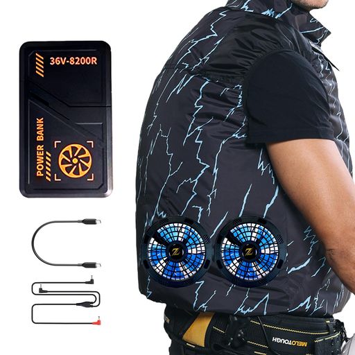 [UPPEN] 2025全天候対応 36V空調ベスト 調光LED 昼夜両用ファン 24000MAH大容量バッテリー 19時間連続運転 PSE認証 4段階風量調整 ファン付きベストセット 夏アウトドア作業服 非常用防災作業用セ…