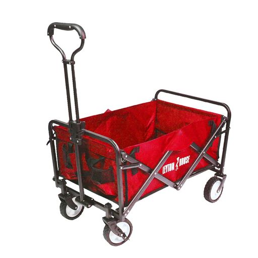 レイトンハウス アウトドア コンパクト キャリ—ワゴン キャンプ スポーツ 試合 部活 台車 おうち オフロード バーベキュー レジャー Sサイズ 約60L キャリーワゴンS LHA-004 レッド