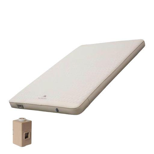 MOUNTAINHIKER エアマットレス 厚さ10CM 電動エアポンプ内蔵 キャンプ ダブルサイズ ・車中泊・防災用 インフレーターマット R値8.0(ベージュ 幅140CM)