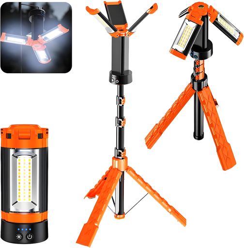 投光器 LED 屋外 充電式ライト【12000LM超高輝度】USB充電式作業灯/ワーク【PSE認証済み】10時間連続点灯 三段階調光 280度方向調整 高度調節可能 スタンド付き投光器野外照明ライト/作業/工…