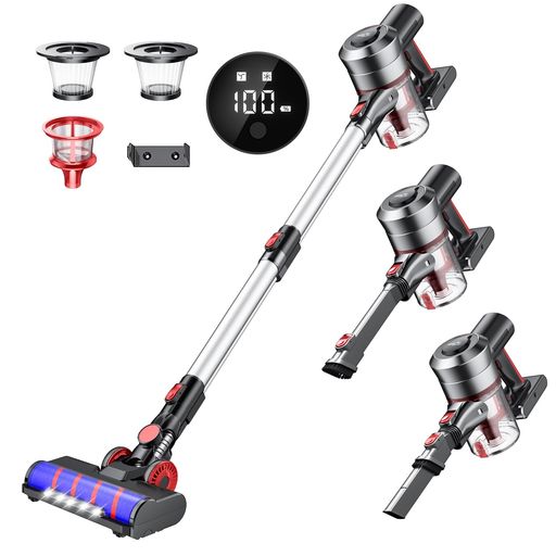 掃除機 コードレス 【2025進級版&45000PA超強力吸引&75分連続稼働】 LCD液晶ディスプレイ 壁掛けブラケット&アダプター付き コードレス掃除機 サイクロン スティッククリーナー ハンディクリ…