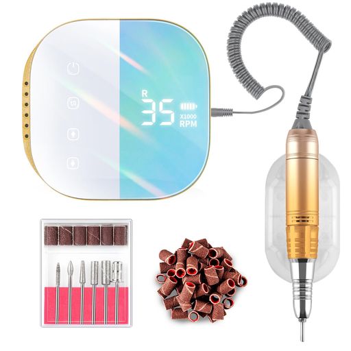 MADENIA 充電式ネイルマシン ネイルマシン ネイルマシーン ネイルマシーン 電動ネイル マシン 電動ネイルマシン プロ 充電式 タッチパネル搭載 LCDディスプレイ 35000RPM スピード調整 多機能…