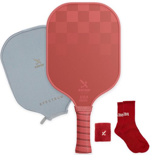 IVECADO ピックルボールパドル USAPA承認 カーボンファイバー表面 ハニカムコア レッドピクルスボールラケット カバー付きギフト 男女兼用