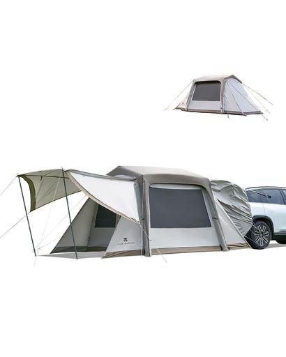 MOBI GARDEN カーサイドテント 3WAYエアーテント 11.7M2 2-4人用 ファミリー テント 設営簡単 車用 アウトドア オールシーズン適用 登山 公園 キャンプ 収納袋 空気入れ付き NXAT-01WT