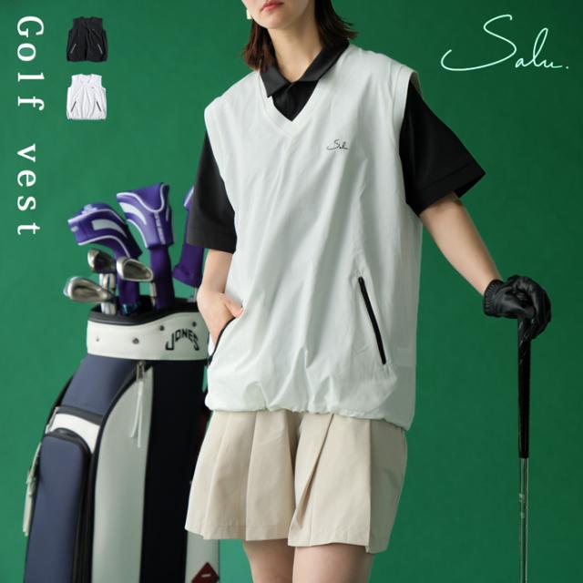 ベスト レディース Vネック ロゴ刺繍入り ゴルフ 送料無料・(80)メール便可