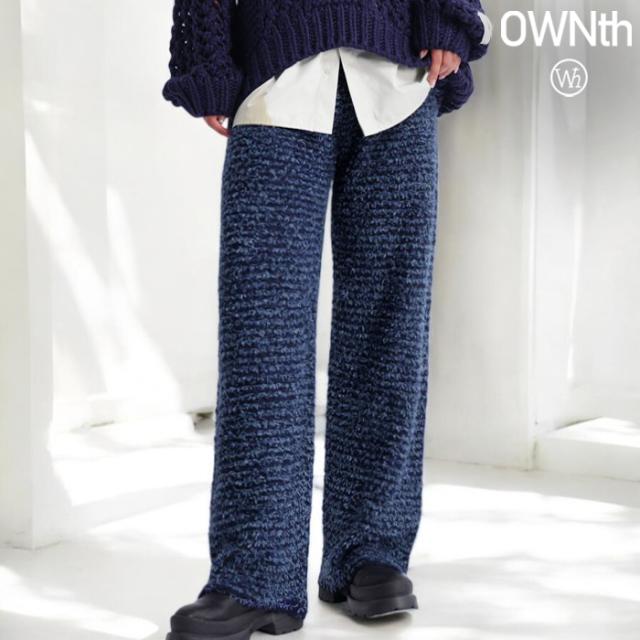 まとめて20％OFF！12日20時〜19日10時 テープヤーンニットパンツ レディース パンツ ロング 送料無料・メール便不可 秋新作