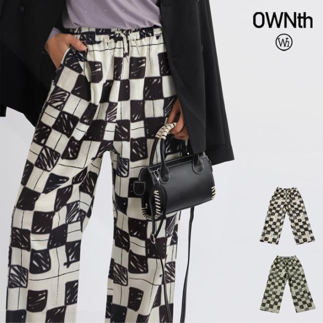 ブロックチェック柄 ストレートパンツ レディース 綿 送料無料・(100)メール便可 冬新作