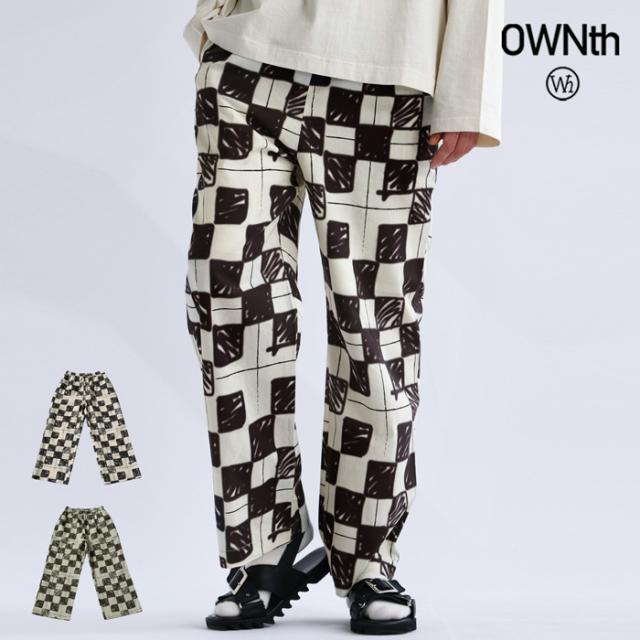 ブロックチェック柄 ストレートパンツ メンズ 綿 送料無料・(100)メール便可 冬新作