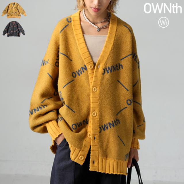 まとめて20％OFF！12日20時〜19日10時 モノグラムカーディガン ユニセックス 長袖 Vネック 送料無料・メール便不可 秋新作