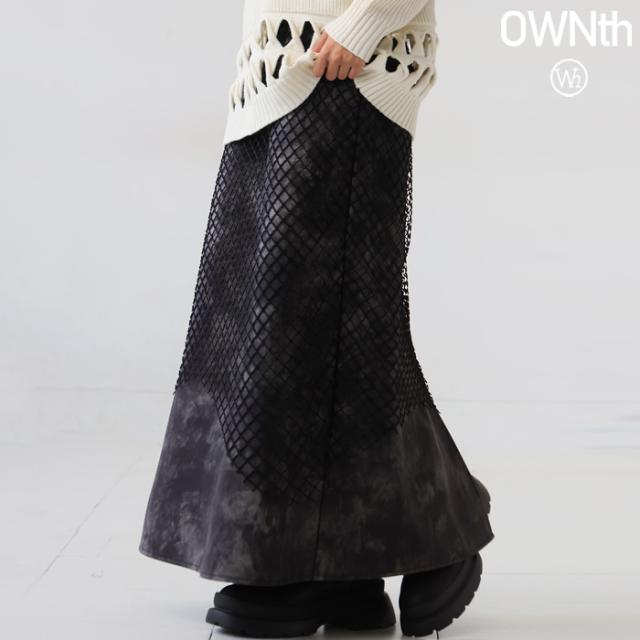 メッシュレイヤードレザースカート レディース スカート 送料無料・メール便不可 秋新作