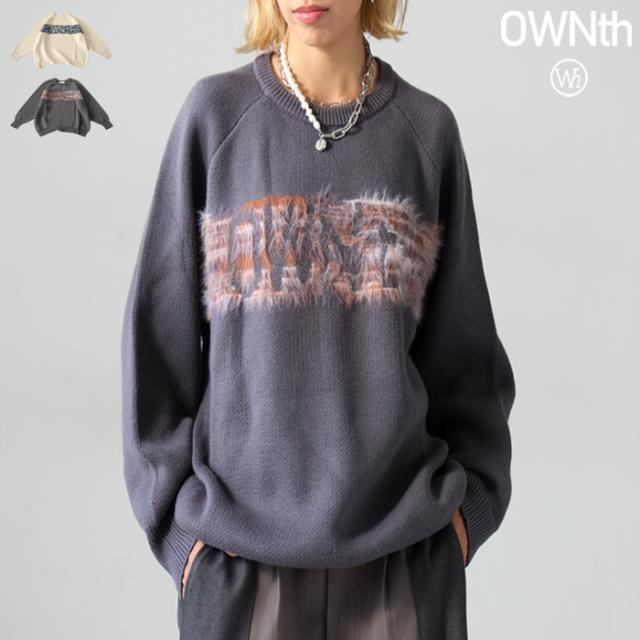 まとめて20％OFF！12日20時〜19日10時 ファーロゴニット ユニセックス トップス ニット 長袖 送料無料・メール便不可 秋新作