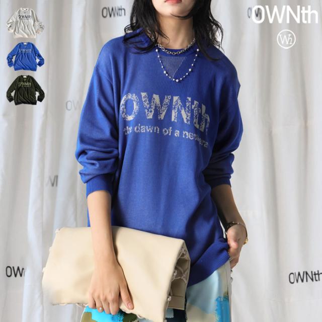 グラデーションロゴ ニット レディーストップス 長袖 送料無料・メール便不可 秋新作