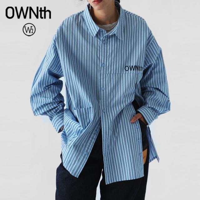 デザイン切替 ストライプシャツ レディース シャツ 送料無料・(80)メール便可 冬新作