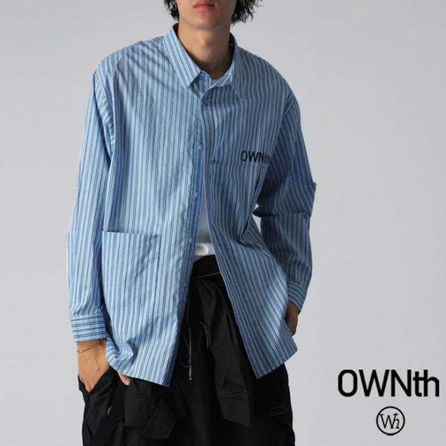 デザイン切替 ストライプシャツ メンズ シャツ 送料無料・(80)メール便可 冬新作