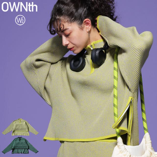 ハーフジップ リブニット プルオーバー レディース 送料無料・メール便不可 冬新作