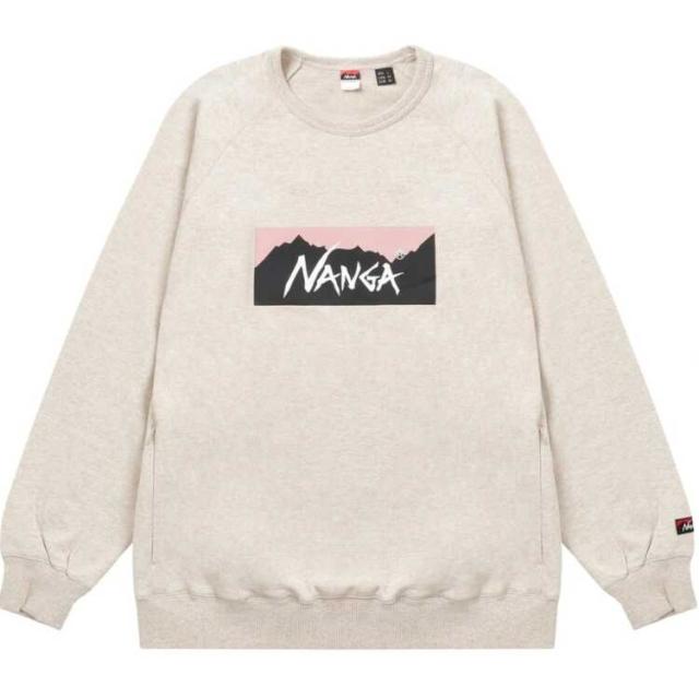 ナンガ エコハイブリッドボックスロゴスウェットシャツ(メンズ)  M オートミール×ピンク #N0000115-OATMEALPINK 送料無料 NANGA