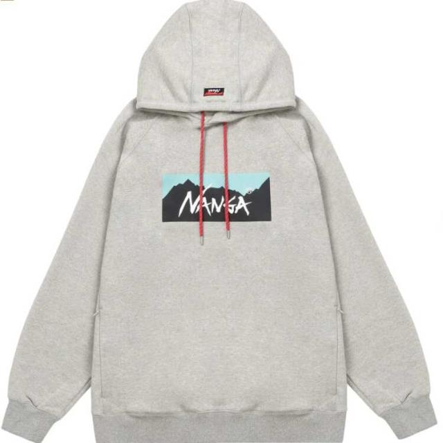 ナンガ エコハイブリッドボックスロゴスウェットフーディー(メンズ) M ライトグレー×ターコイズ #N0000119-L.GRYTRQ 送料無料