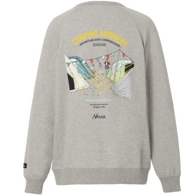 ナンガ エコハイブリッド キャンピングマナー ペグ＆ロープ スウェットシャツ(メンズ) L ライトグレー #N0000156-L.GRY 送料無料