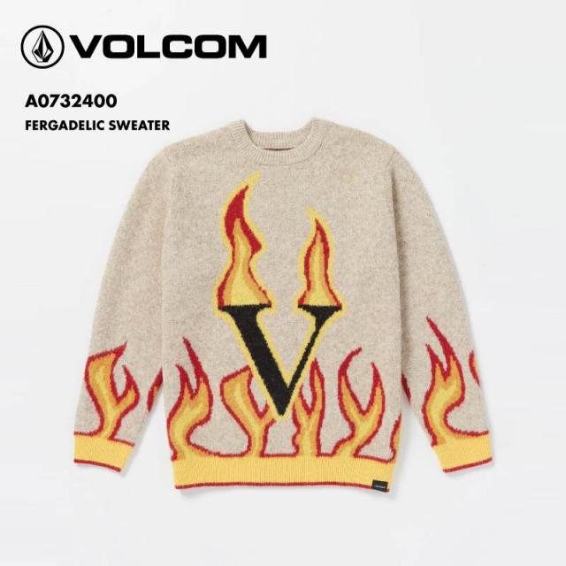 VOLCOM/ボルコム メンズ セーター FERGADELIC SWEATER 2024 FALL レギュラーフィット クルーネック ヘビーウェイト スキー スノボ 防寒  A0732400