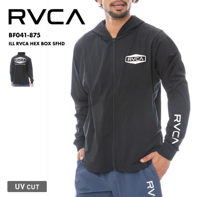 RVCA/ルーカ メンズ 長袖 ジップラッシュガード ILL RVCA HEX BOX SFHD 25 SPRING BF041-875 UVガード UVカット フード フーディ 水着 速乾 プール 海 サーフィン リブ