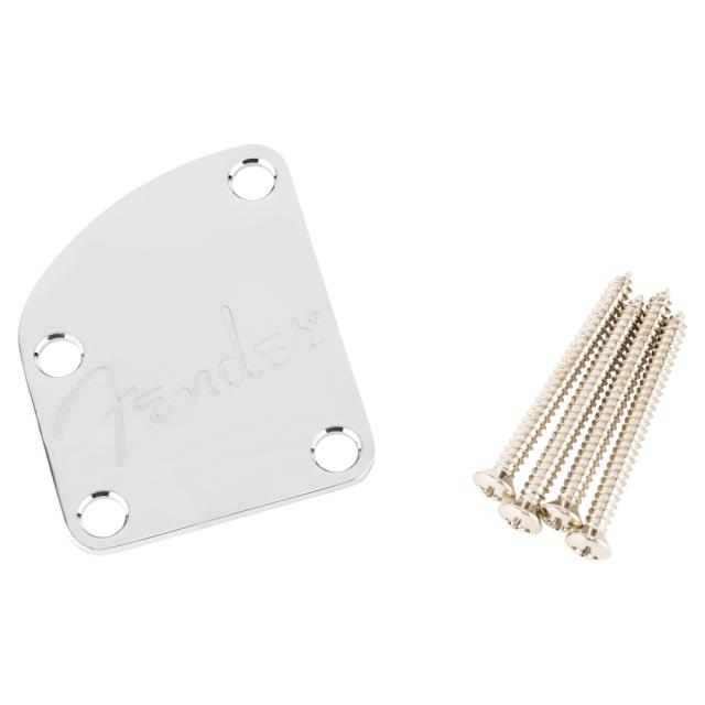 フェンダー Fender 4-Bolt Deluxe Series Contoured Neck Plate w/Logo Chrome ...