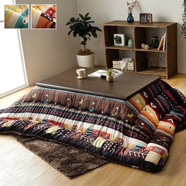 こたつ布団 長方形 単品 ギャッベ柄 約205×285cm ブルー レッド ihk-1161030040303 店舗 カフェ ラウンジ ロビー ホテル 法人  こたつ用掛け布団 こたつ用布団 カバー 送料無料 北欧 モダン 家具 インテリア ナチュラル テイスト 新生活 オススメ おしゃれ 後払い