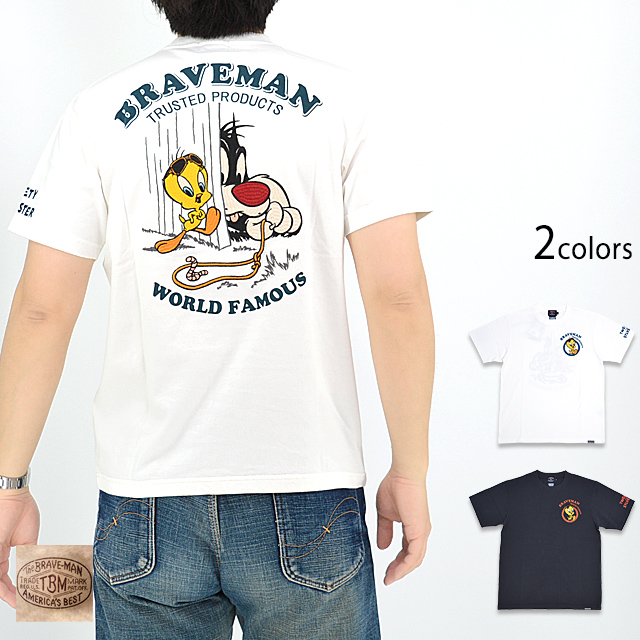 BR×LOONEYコラボ 天竺半袖Tシャツ The BRAVE-MAN LTB-2308 ブレイブマン 刺繍 バイカー