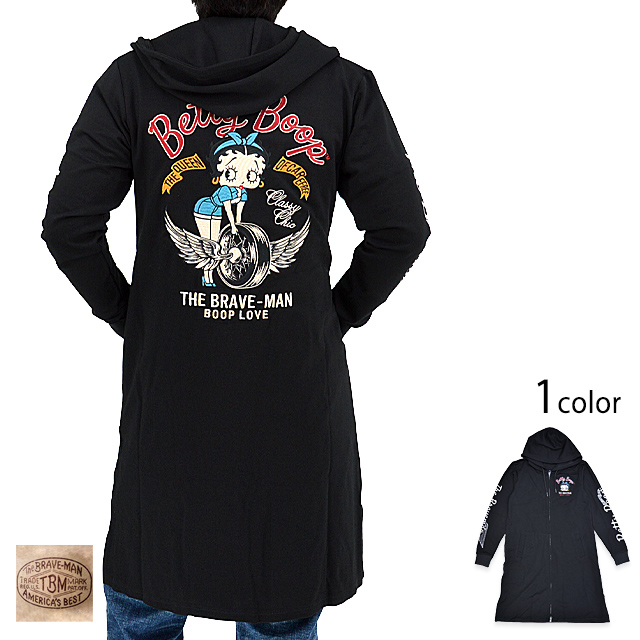 BR×BETTYコラボ ポンチロングパーカー The BRAVE-MAN BBB-2350 ブレイブマン ベティーちゃん 刺繍 ユニセックス
