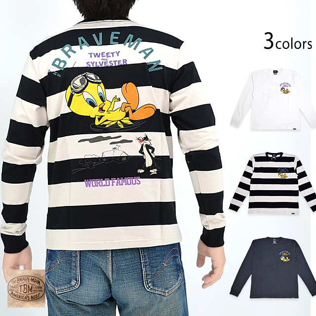 BR×LOONEYコラボ 天竺ロングTシャツ The BRAVE-MAN LTB-2316 ブレイブマン 刺繍 長袖 バイカー