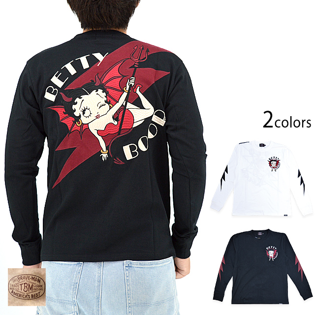 BR×BETTYコラボ 天竺ロングTシャツ The BRAVE-MAN BBB-2444 ブレイブマン ベティーちゃん 刺繍 長袖