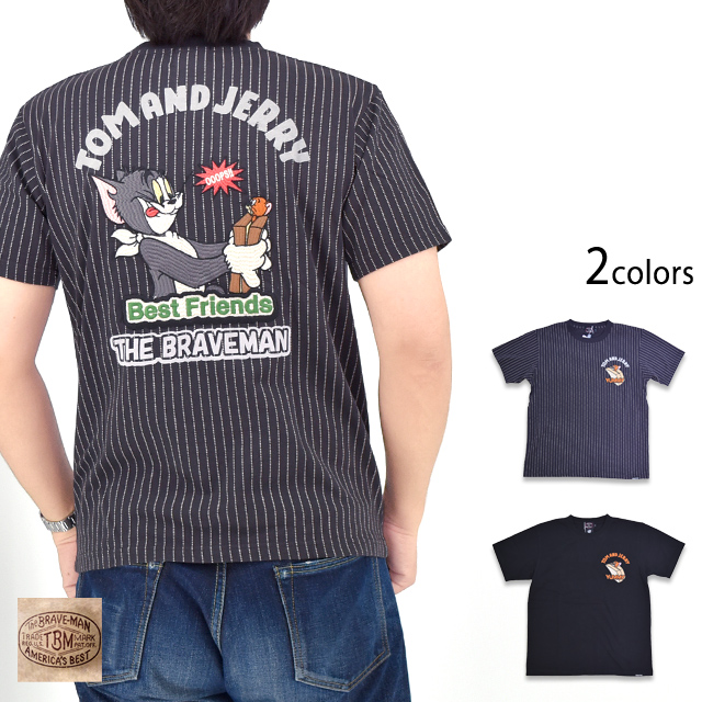 BR×TOM＆JERRYコラボ 天竺半袖Tシャツ The BRAVE-MAN TJB-2504 ブレイブマン トムとジェリー 刺繍