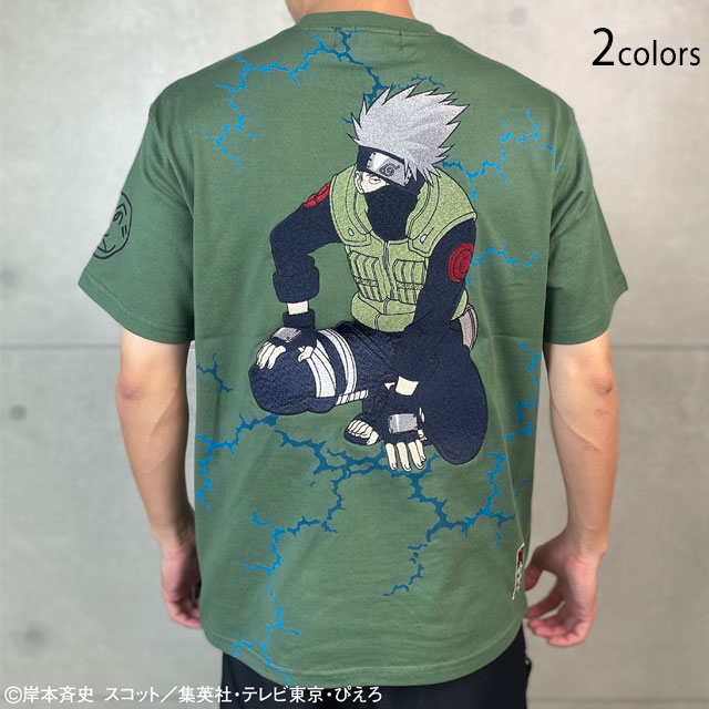 NARUTO×絡繰魂 カカシ半袖Tシャツ 絡繰魂 252009 和柄 和風 刺繍 ナルト 少年ジャンプ からくり