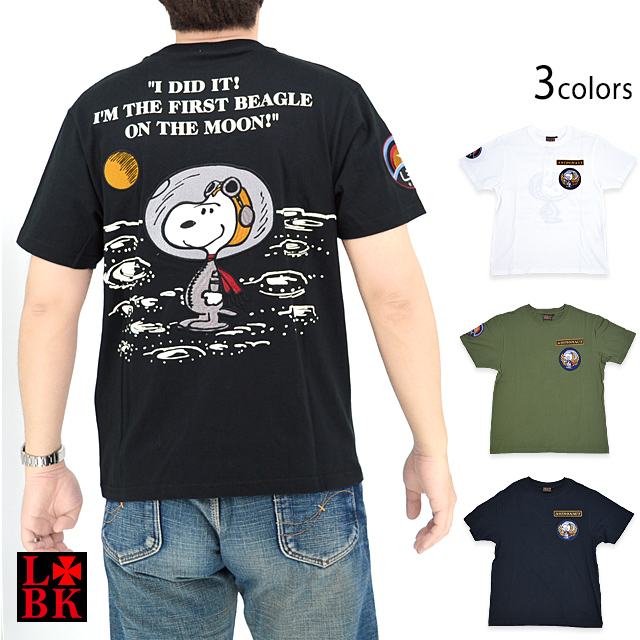 ロウブロウナックル×スヌーピー アストロノーツスヌーピー半袖Tシャツ ロウブロウナックル 554401 刺繍 宇宙