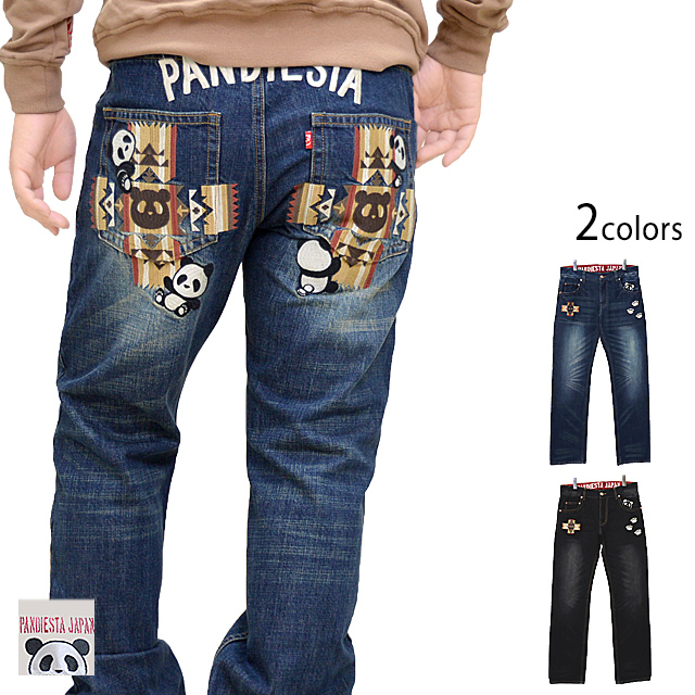 ネイティブパンダデニムパンツ PANDIESTA JAPAN 592865 パンディエスタジャパン ジーンズ 刺繍
