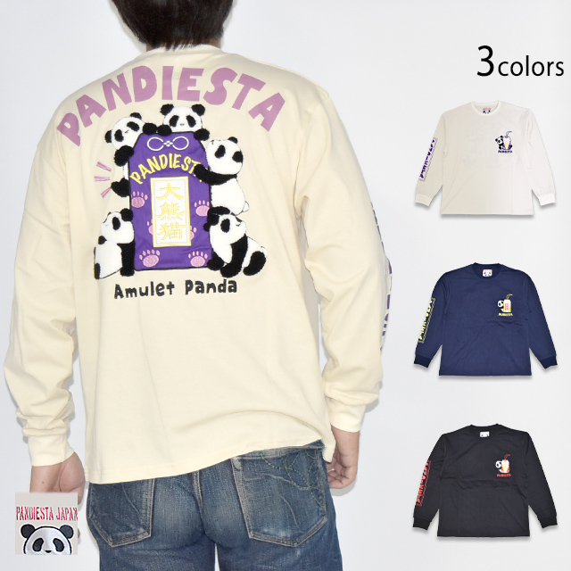 お守りパンダロングTシャツ PANDIESTA JAPAN 595964 パンディエスタジャパン 刺繍 長袖