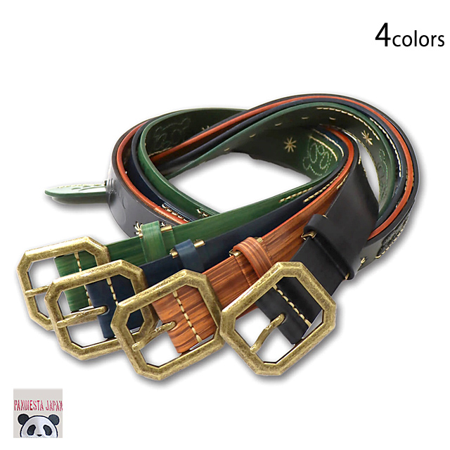 熊猫謹製 木目調レザーベルト PANDIESTA JAPAN 564453 パンディエスタジャパン パンダ 本革