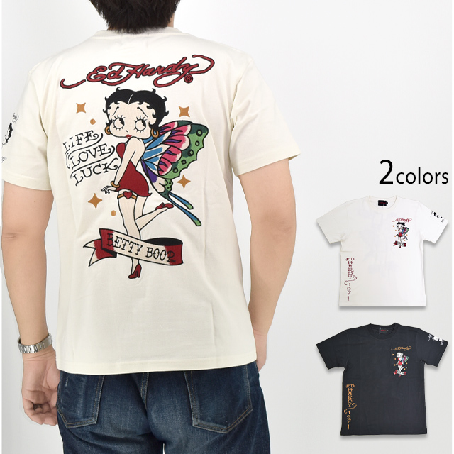 Ed Hardy×BETTY 天竺半袖Tシャツ サクラスタイルセレクション BED-2504 エドハーディー ベティーちゃん 刺繍