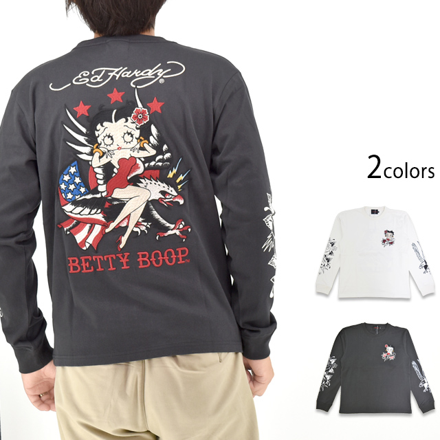 Ed Hardy×BETTY 天竺ロングTシャツ サクラスタイルセレクション BED-2508 エドハーディー ベティーちゃん 刺繍
